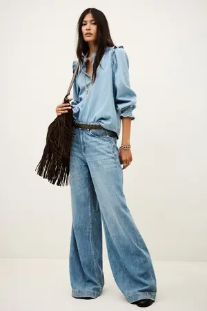 Ba&sh Lio Denim Top - Blue