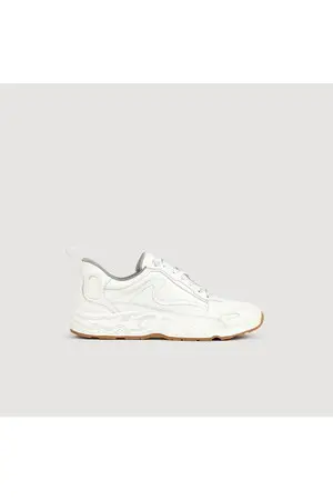 Sandro Flame Mixed Material Sneakers - White