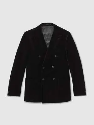 REISS Royale Double-breasted Velvet Blazer Tailored-fit