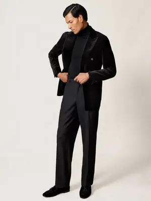 REISS Royale Double-breasted Velvet Blazer Tailored-fit