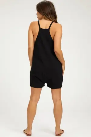 PINKBLUSH V-neck Maternity Romper - Black