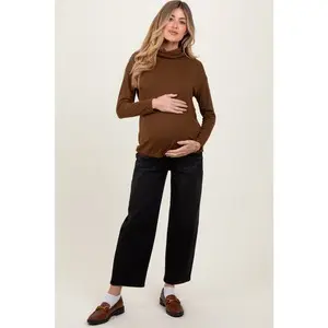 PINKBLUSH Cropped Wide Leg Maternity Jeans - Black