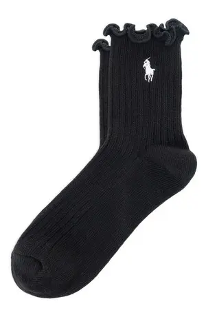 Polo Ralph Lauren Lettuce Edge Ankle Socks - Black