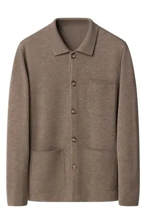 Eton Merino Wool Milano Knit Overshirt - Light Beige