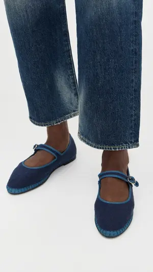 FLABELUS Linen Mary Jane Flats - Arthur
