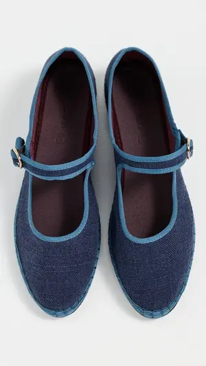 FLABELUS Linen Mary Jane Flats - Arthur