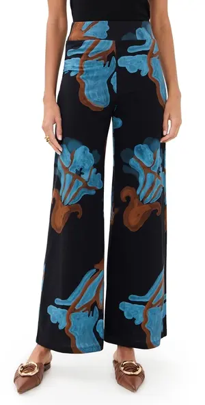 DE LORETA Printed Wide Leg Pants
