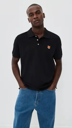 Maison Kitsuné Fox Head Patch Regular Polo - Black