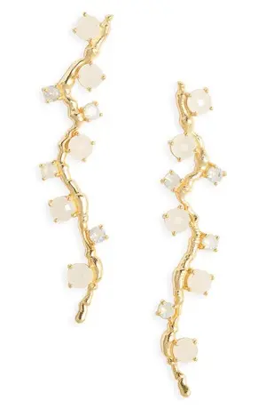 KIARA BY KI-ELE Sarai Moonstone & Quartz Stud Earrings - Gold