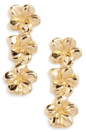 KIARA BY KI-ELE Melia Plumeria Stud Earrings - Gold