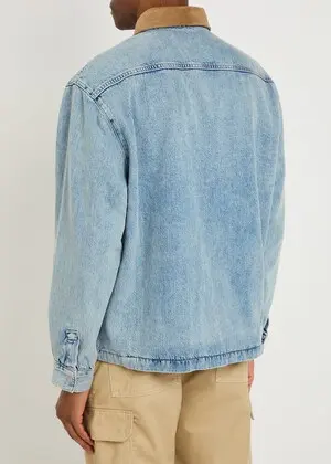 FRAME Suede Collar Denim Overshirt
