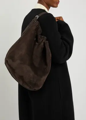 TOTEME Belted Suede Tote - Brown