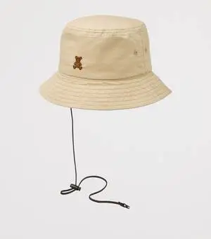 MIKI HOUSE Cotton Bucket Hat With Bear Motif