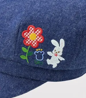 MIKI HOUSE Denim Embroidered Cap