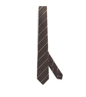 Giorgio Armani Silk Regimental Stripe Neck Tie - Brown