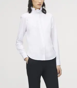 Alexander McQueen Cotton Ruffle-trimmed High-neck Shirt