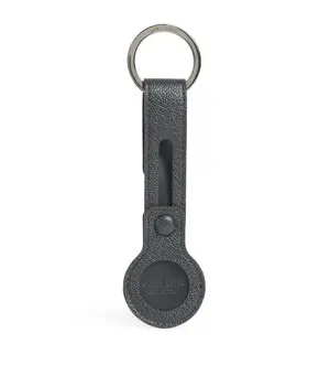 Giorgio Armani Leather Keyring With Logo - Black