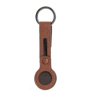 Giorgio Armani Leather Keyring With Logo - Brown