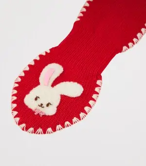 MIKI HOUSE Wool-blend Knit Bunny Scarf
