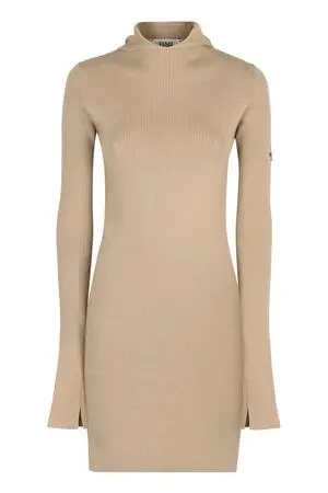 Fendi Knitted Hooded Dress - Beige