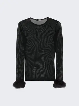 MUGLER Marabou Mesh Top - Black