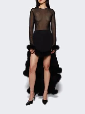MUGLER Marabou Mesh Top - Black