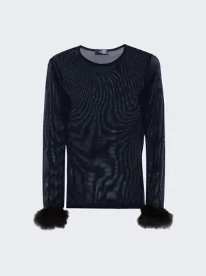 MUGLER Marabou Mesh Top - Blue