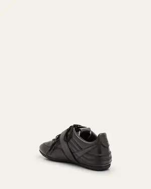 Miu Miu Allacciate Leather Buckle Low-top Sneakers - Black