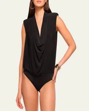 Ramy Brook Eden Sleeveless Cowl-neck Bodysuit