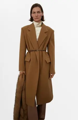 Mango Notched Lapel Wool Blend Coat