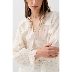 SCALPERS Foil Lurex Shirt - Ecru