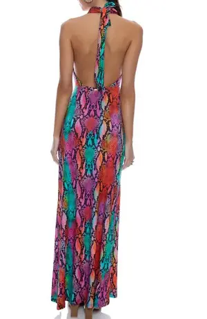 Luli Fama Halter Neck Cut Out Long Dress