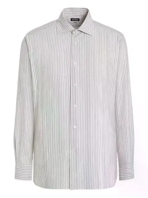 Zegna Striped Silk-cotton Shirt - Grey