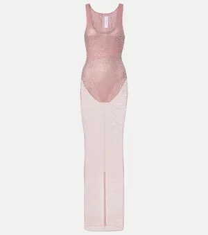 Women's Sleeveless Mesh Maxi Dresses