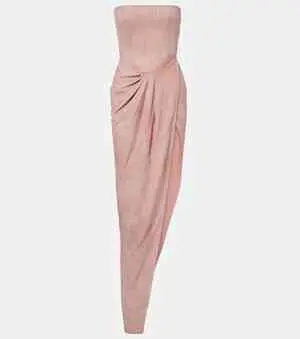 Alex Perry Draped Suede Bustier Dress