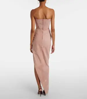 Alex Perry Draped Suede Bustier Dress