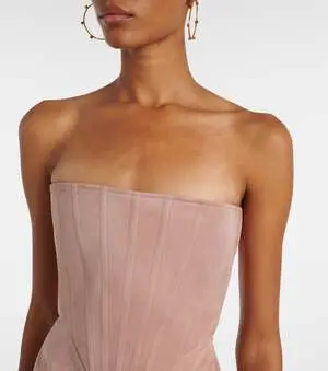 Alex Perry Draped Suede Bustier Dress