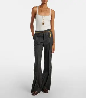 Chloé Pinstriped Virgin Wool Wide-leg Trousers