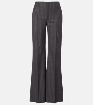 Chloé Pinstriped Virgin Wool Wide-leg Trousers - Grey