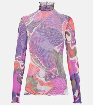Emilio Pucci Orchidee Tulle Top - Multicoloured