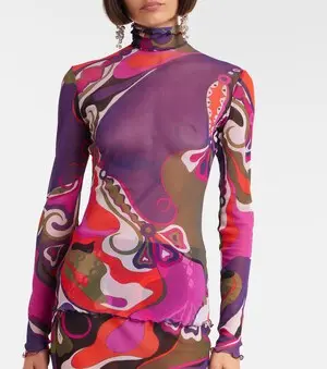 Emilio Pucci Orchidee Tulle Top - Multicoloured