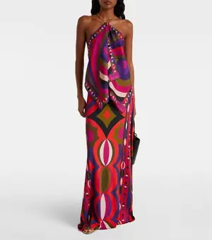 Emilio Pucci Iride Embellished Silk Twill Top