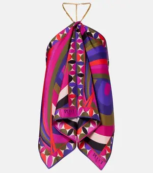 Emilio Pucci Iride Embellished Silk Twill Top - Multicoloured