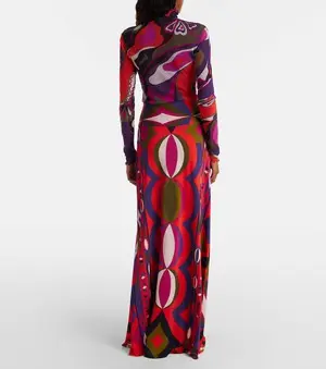 Emilio Pucci Printed Jersey Satin Maxi Skirt