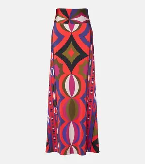 Emilio Pucci Printed Jersey Satin Maxi Skirt - Multicoloured