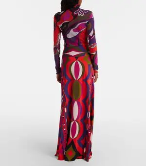 Emilio Pucci Printed Jersey Satin Maxi Skirt - Multicoloured