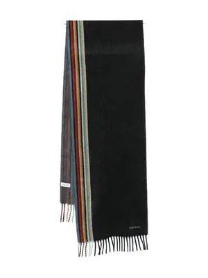 Paul Smith Scarf In Cashmere With Multicolor Stripes - Black