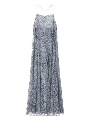 Emporio Armani Emporio Armani Sequin-Embellished A-Line Dress - Silver