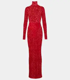 Alex Perry Printed Turtleneck Maxi Dress