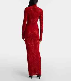 Alex Perry Printed Turtleneck Maxi Dress